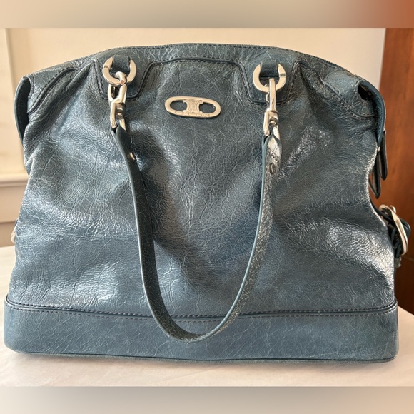 Celine | Bags | Authentic Cline Blue Leather Satchel Thredup Certified ...